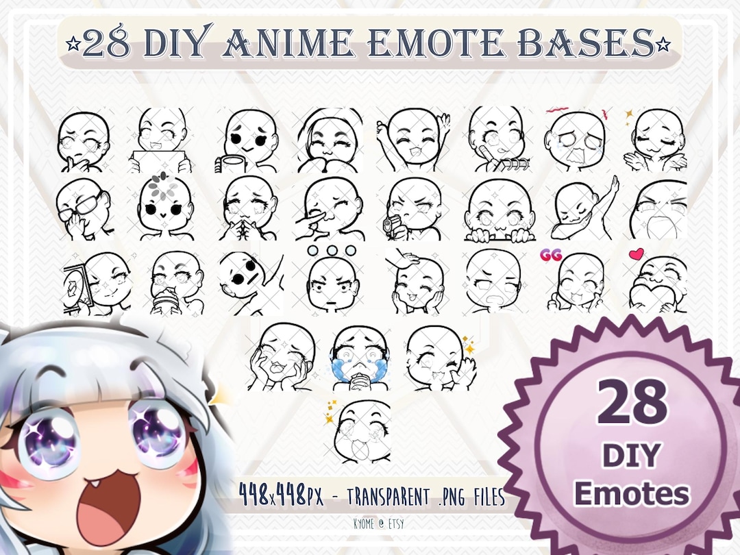 28 DIY Emote Bases for Twitch / Discord - Commercial Use Allowed (cute ...