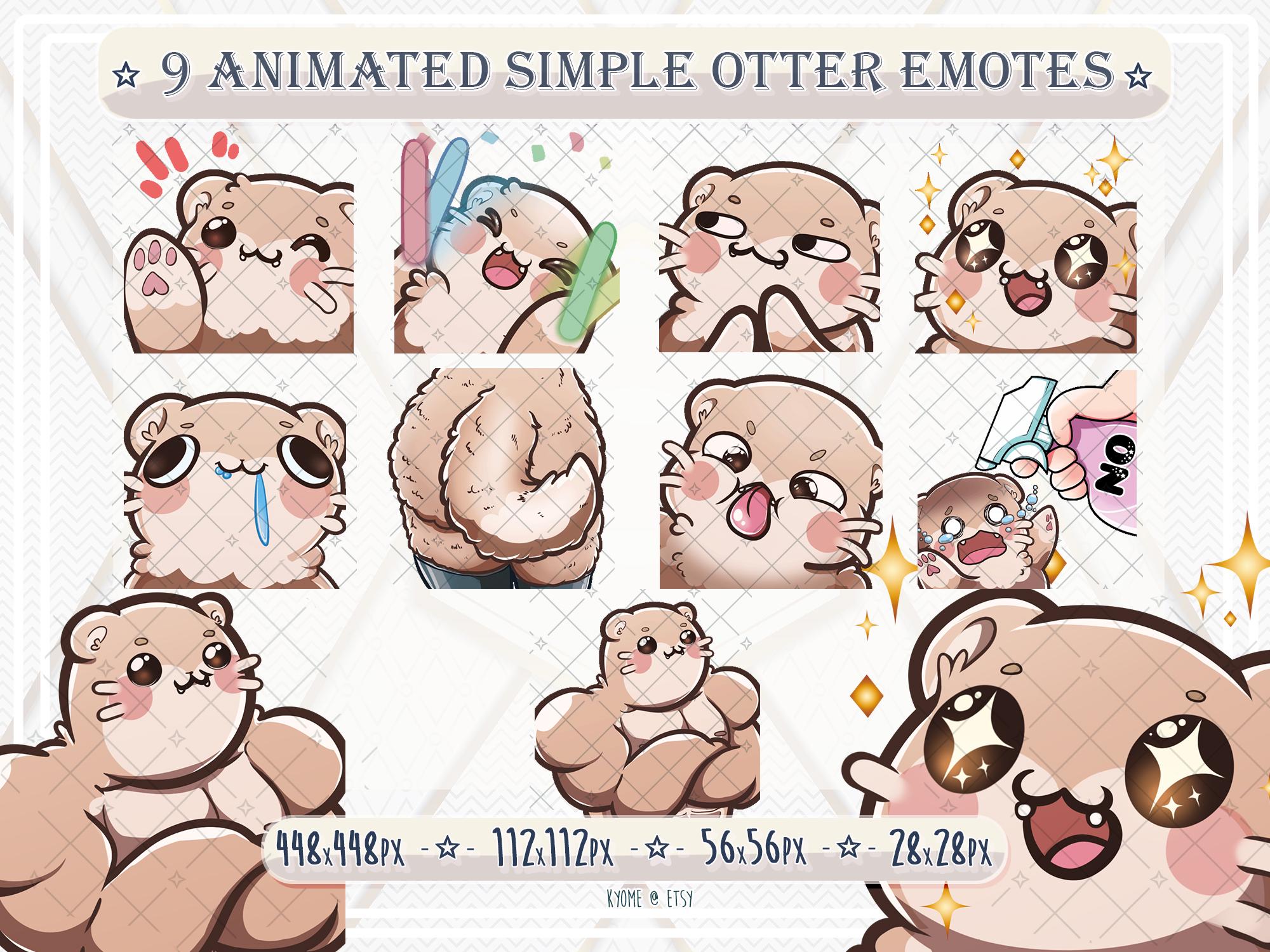9 Simple Animated Otter Emotes for Twitch / Discord (cute, Meme, Gift ...