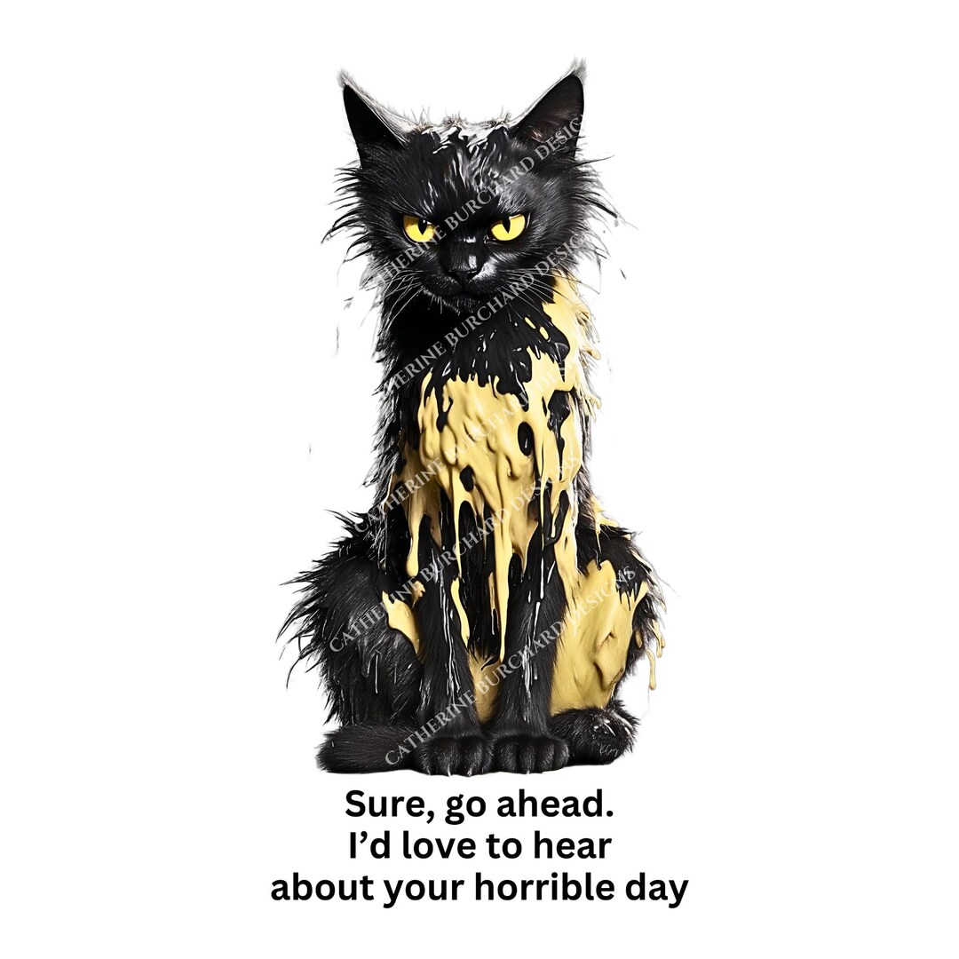 Grumpy Black Cat Humor, Cat Printable Poster, Black Cat Poster, Black ...