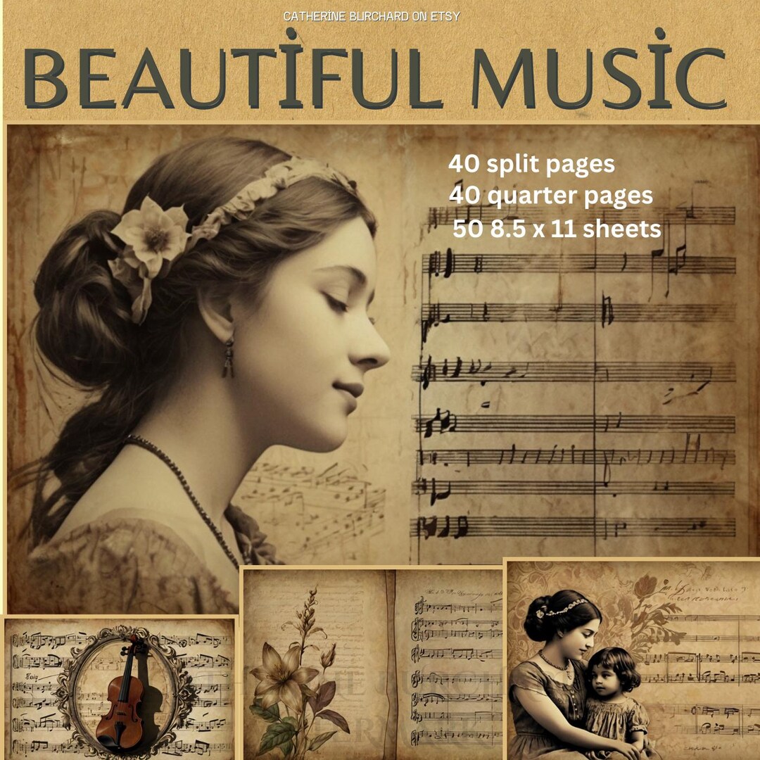 Beautiful Music Vintage Printable Music Sheets Set of 50 8.5 X 11 for ...