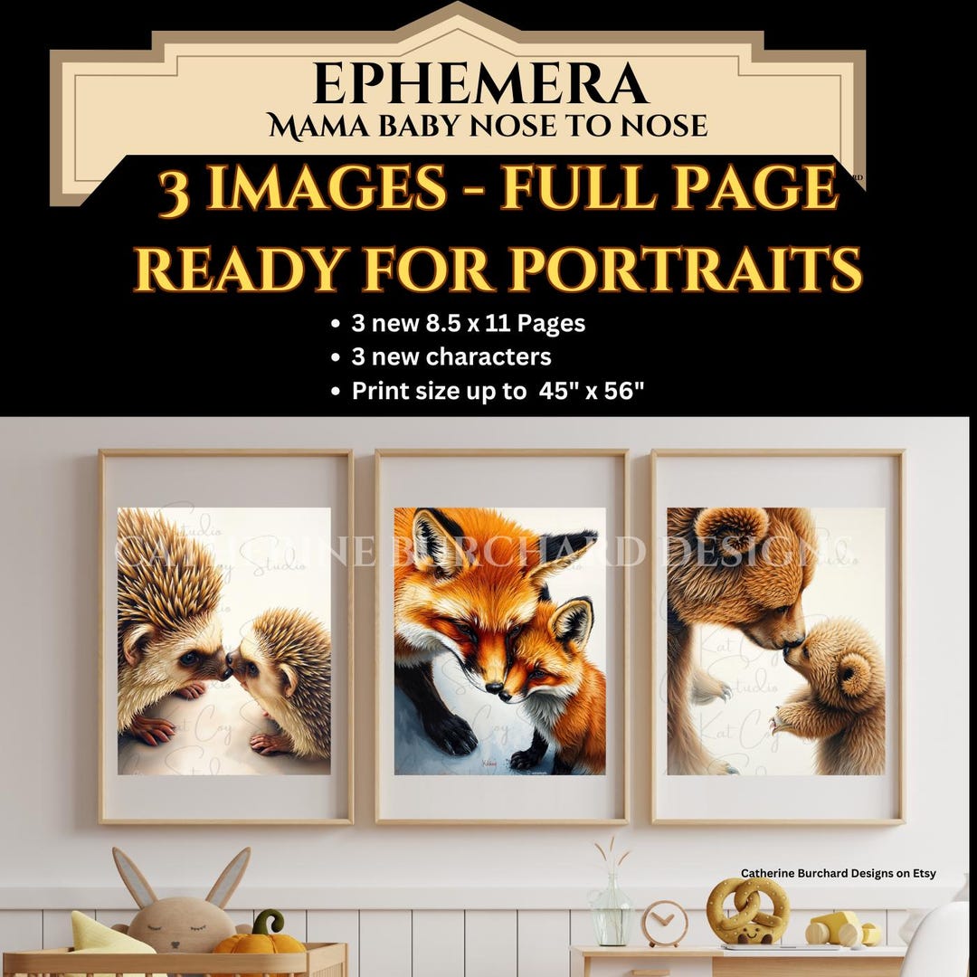 Adorable Mama & Baby Animal Nursery Prints Hedgehog, Fox, and Bear ...