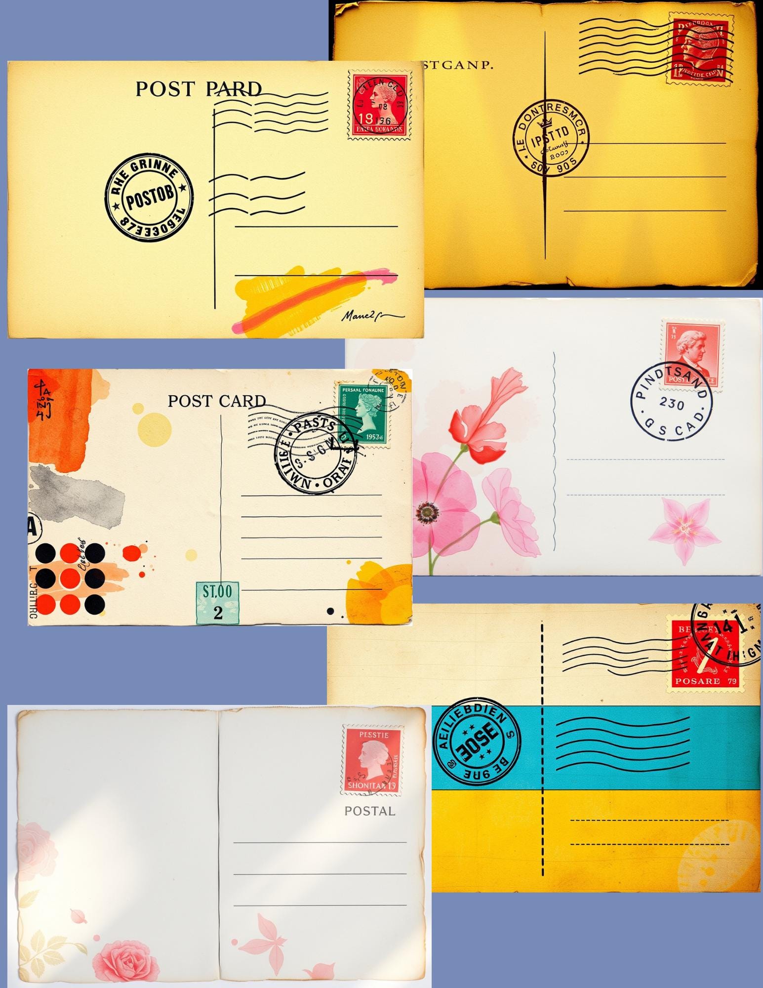 160 Unique Postcards for Journals, Scrapbooking, Cards. 50 Pages of ...