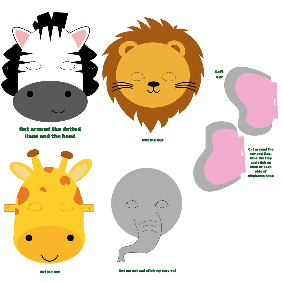 Cut Out Mask Safari Bundle - Etsy