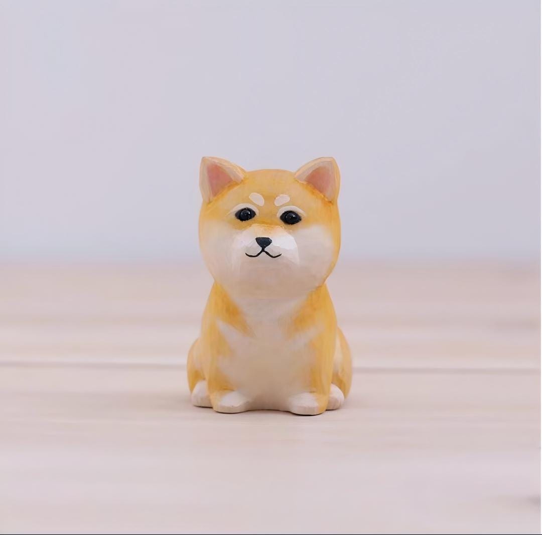 Hand-carved Wooden shiba Inu,the Cute and Adorable Shiba Inu,healing ...
