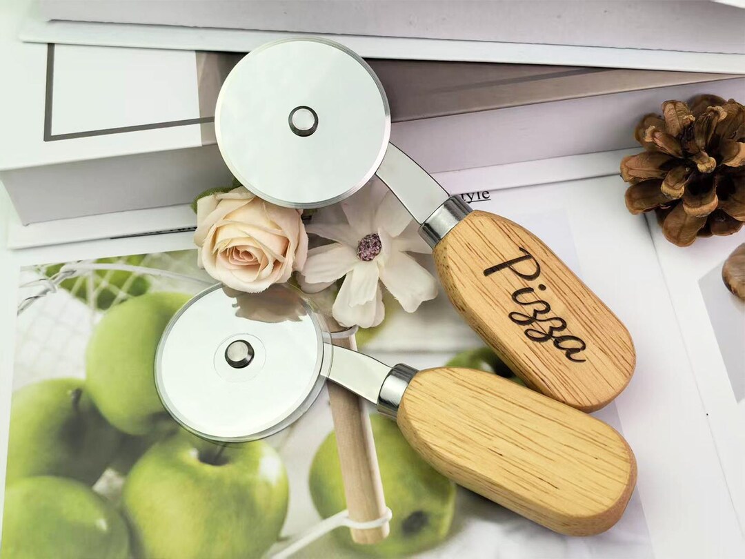 Personalized Wooden Handle Pizza Knife - Custom Gift - Laser Engraving ...