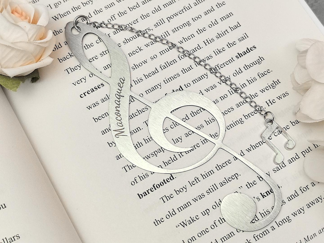 Personalized Music Note Bookmark - Stainless Steel, Engraved - Etsy