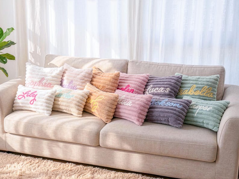 Personalized Name Pillow for Nursery: Custom Striped Plush Pillow ...