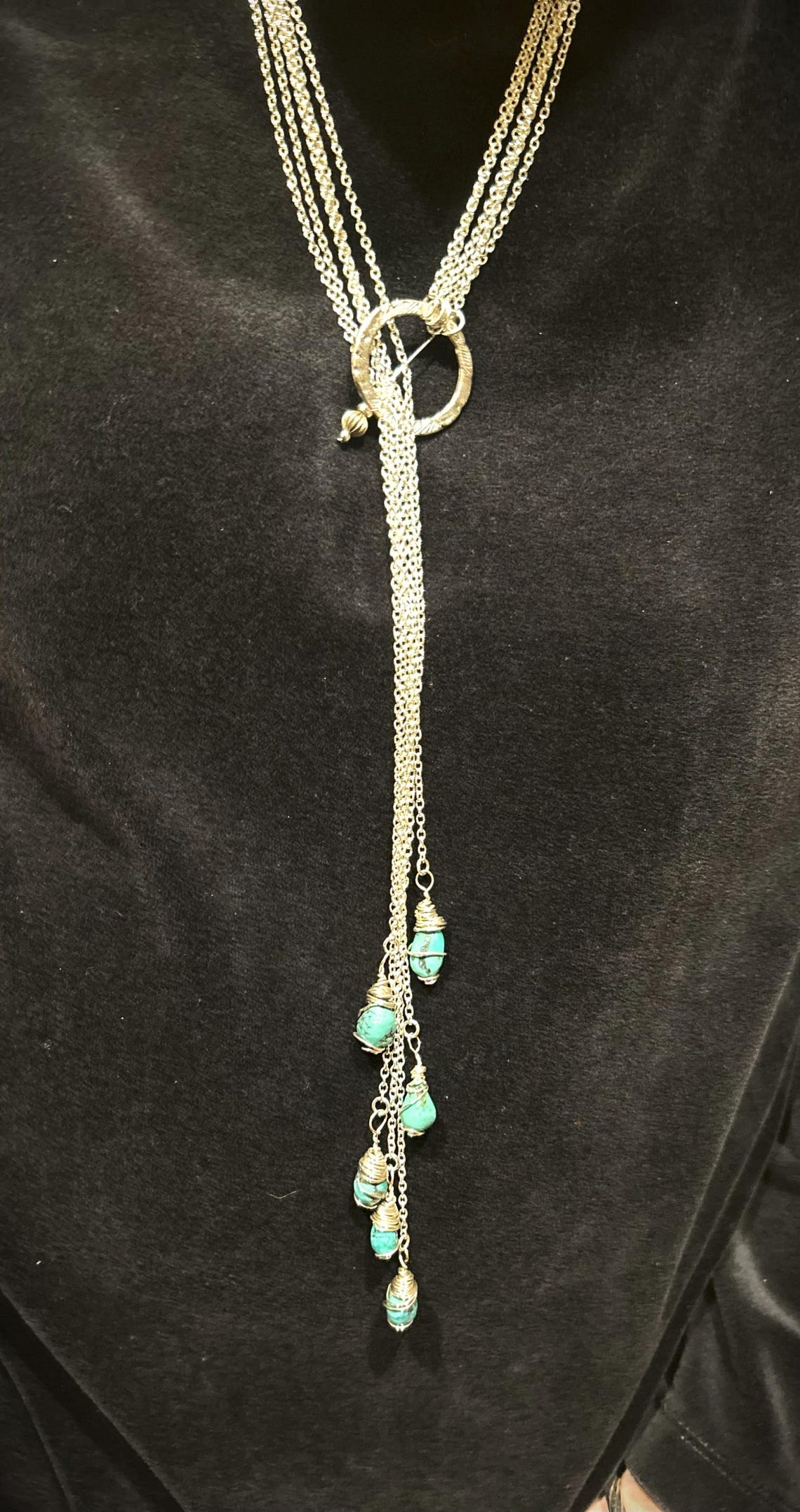 Tourquoise Teardrop Silver Waterfall Necklace - Etsy