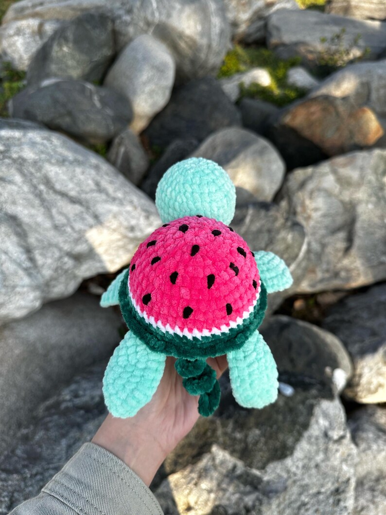Watermelon Turtle Amigurumi Crochet Pattern – Cute Fruit Turtle Plush ...