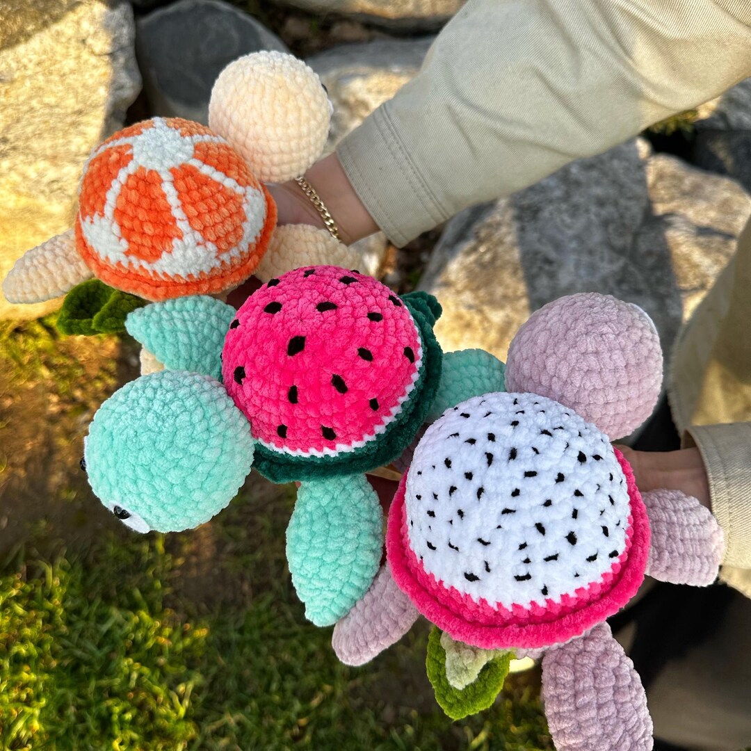 Crochet Turtle Bundle 3 in 1 PDF Set, Watermelon, Orange & Dragon Fruit ...