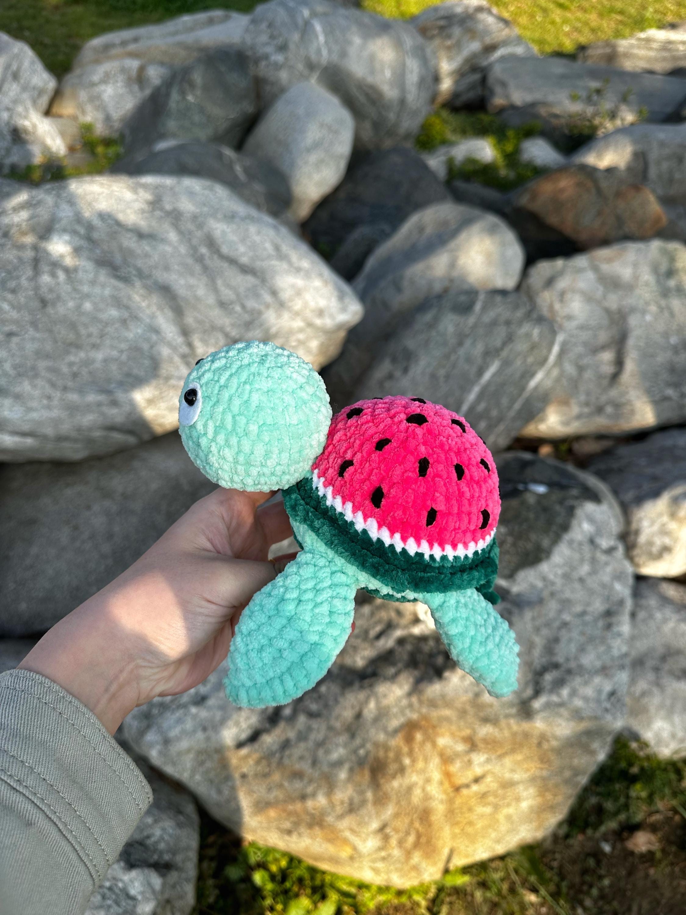 Watermelon Turtle Amigurumi Crochet Pattern – Cute Fruit Turtle Plush ...