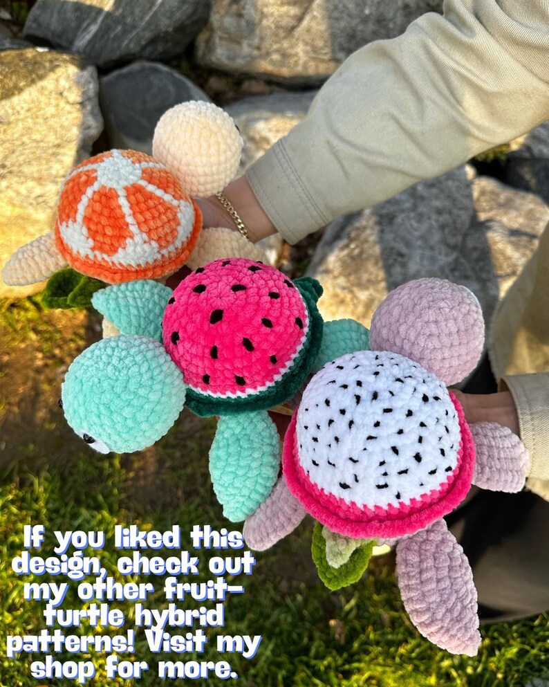 Watermelon Turtle Amigurumi Crochet Pattern – Cute Fruit Turtle Plush ...