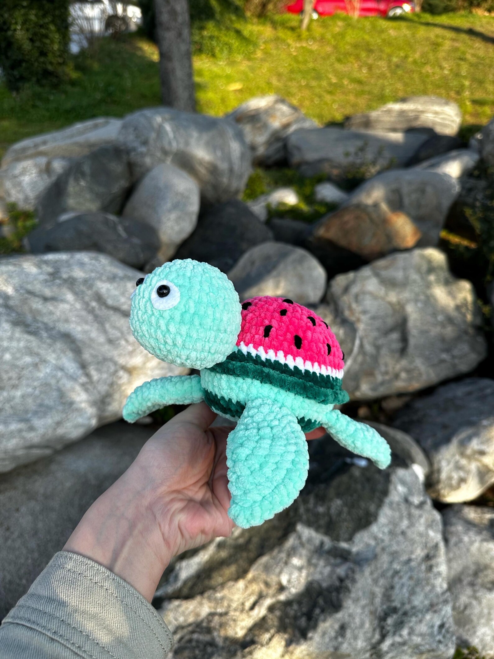 Watermelon Turtle Amigurumi Crochet Pattern – Cute Fruit Turtle Plush ...