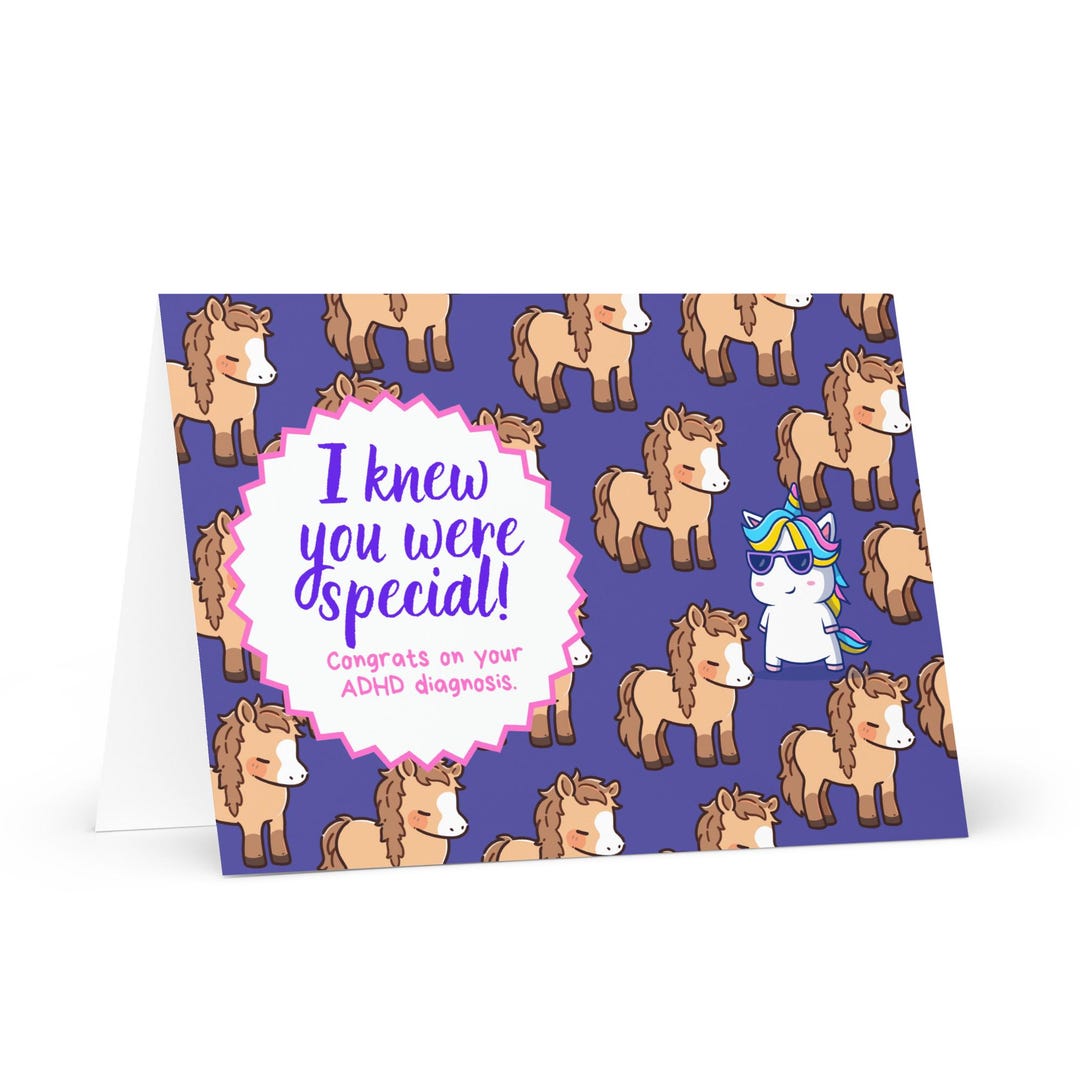 Funny Greeting Card Congrats Card for Late ADHD Diagnosis With Ponies ...