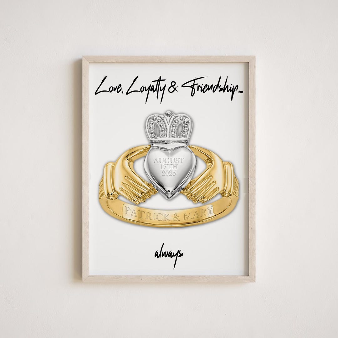 Custom Irish Claddagh Ring Print, Personalized Wedding Gift (digital ...