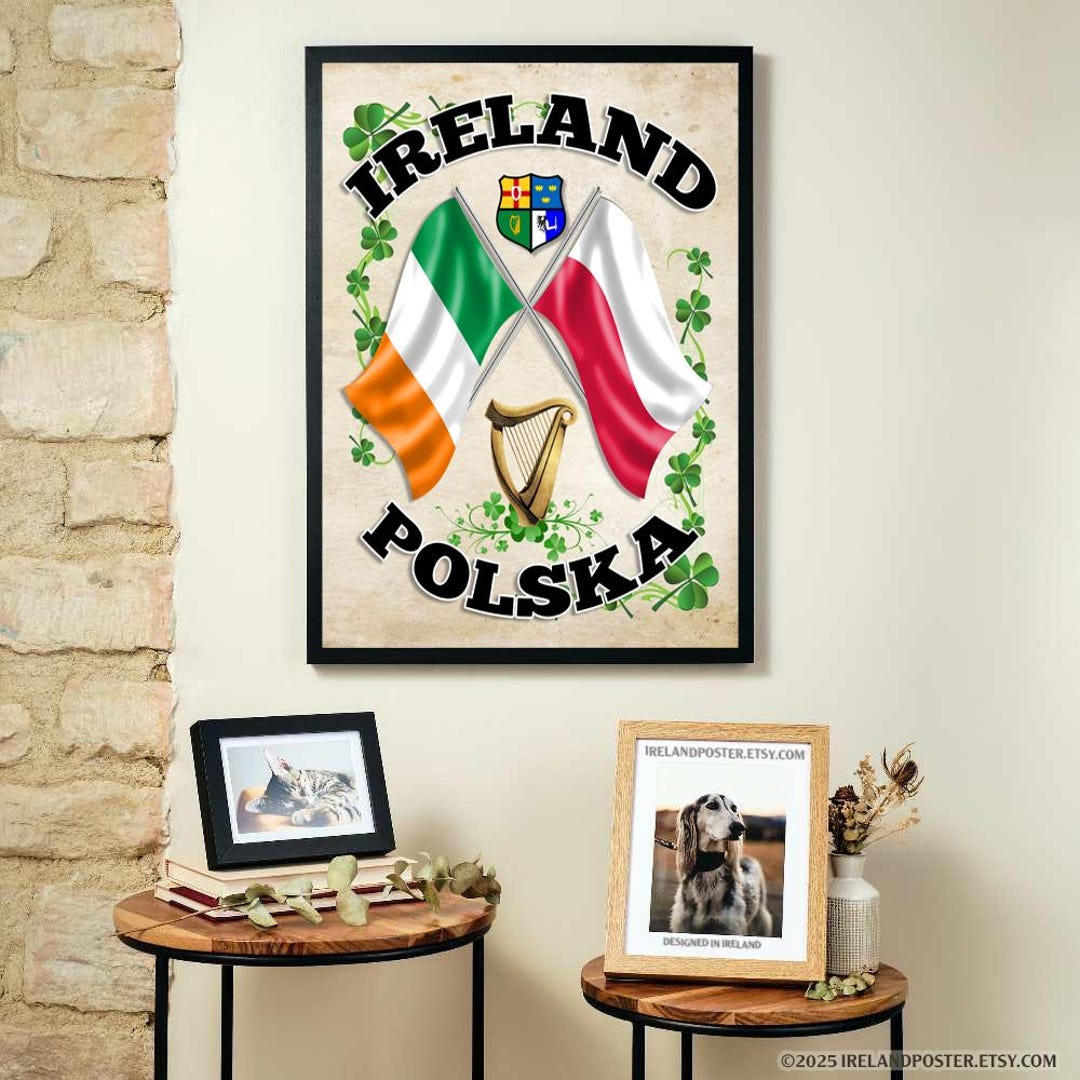 Irish Polish Flags Poster: Ireland Polska Wall Art (digital Download ...