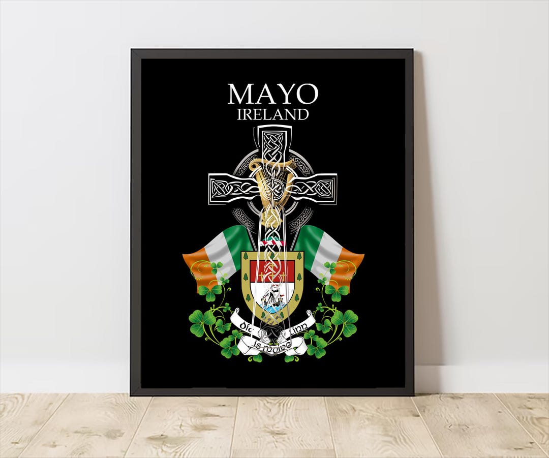 County Mayo Ireland | County Coat of Arms & Irish Celtic Cross ...