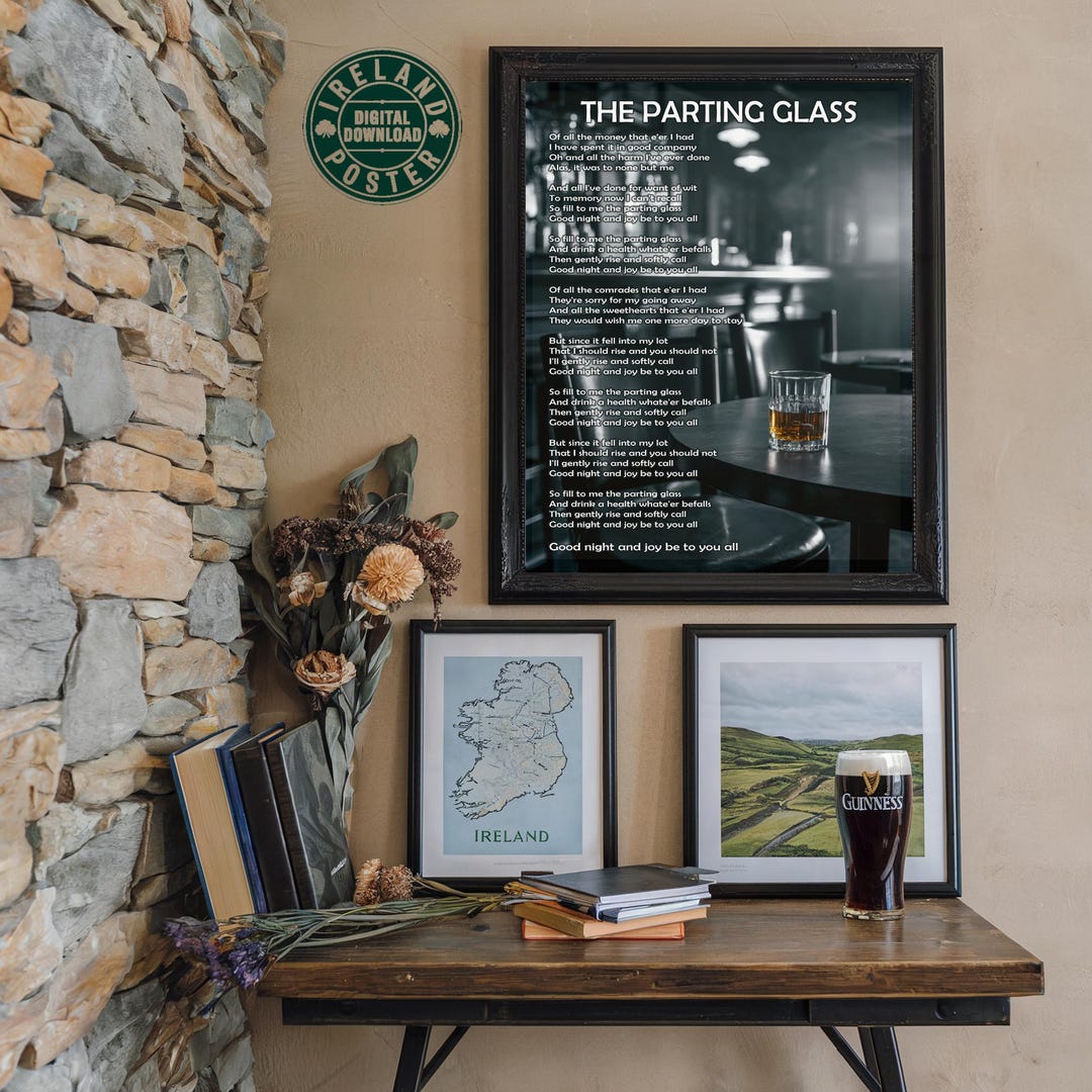 The Parting Glass Lyrics Poster: Irish Folk Song Art (digital Download ...