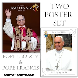 Pope Leo XIV Poster & Pope Francis Commemoration Art | Catholic ...