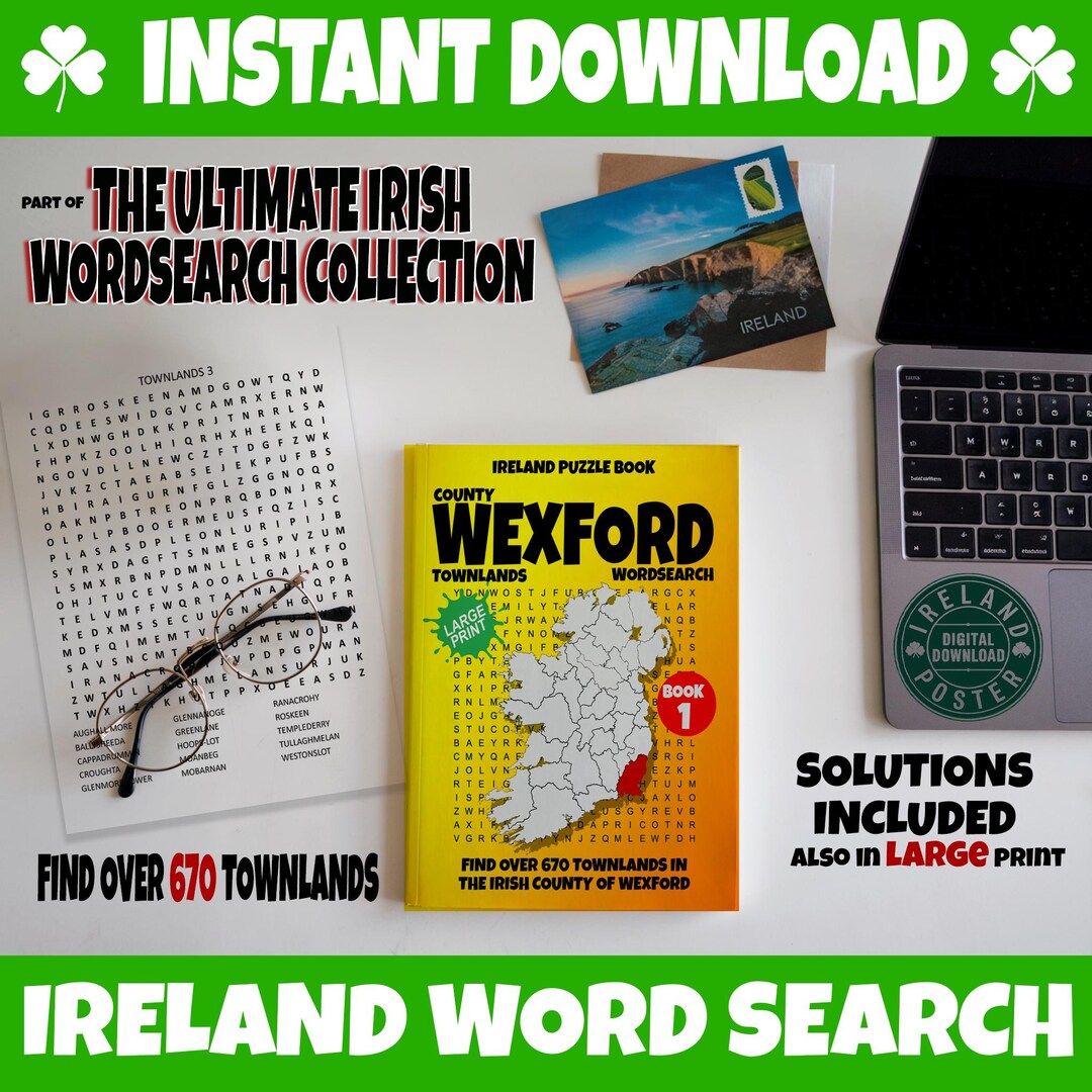 Ireland Wordsearch County Wexford Word Search Puzzle Book 1 Irish ...