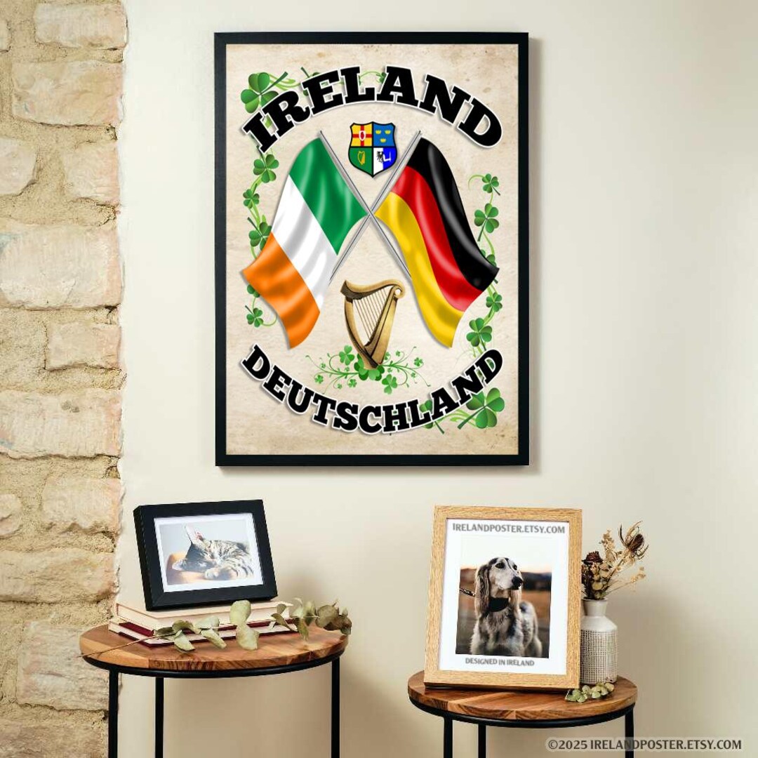 Ireland Germany - Irish German Deutschland Poster Wall Art - Irish Flag ...