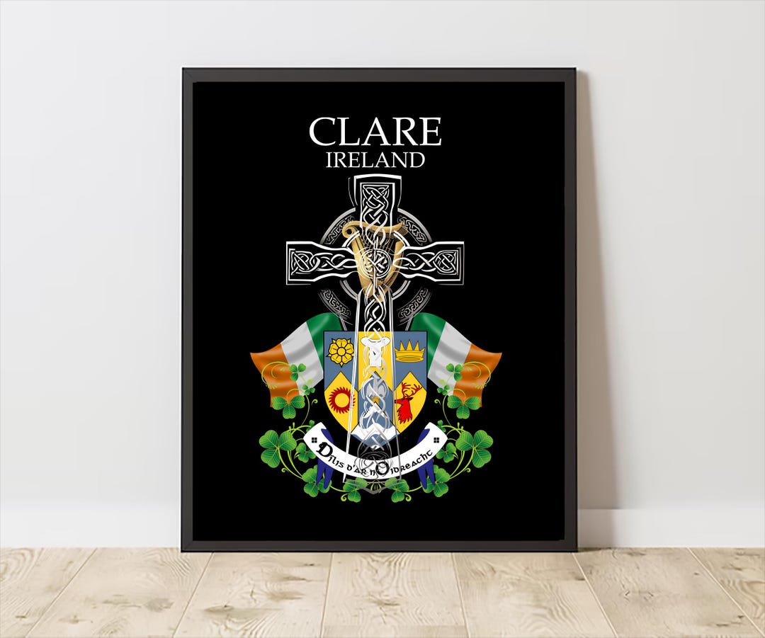 County Clare Ireland | County Coat of Arms & Irish Celtic Cross ...