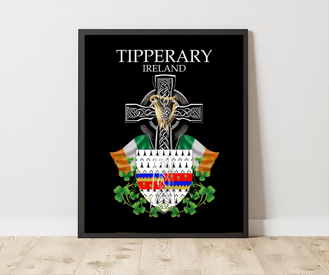 Tipperary Ireland Crest Art: Celtic Cross Poster (digital Download) - Etsy