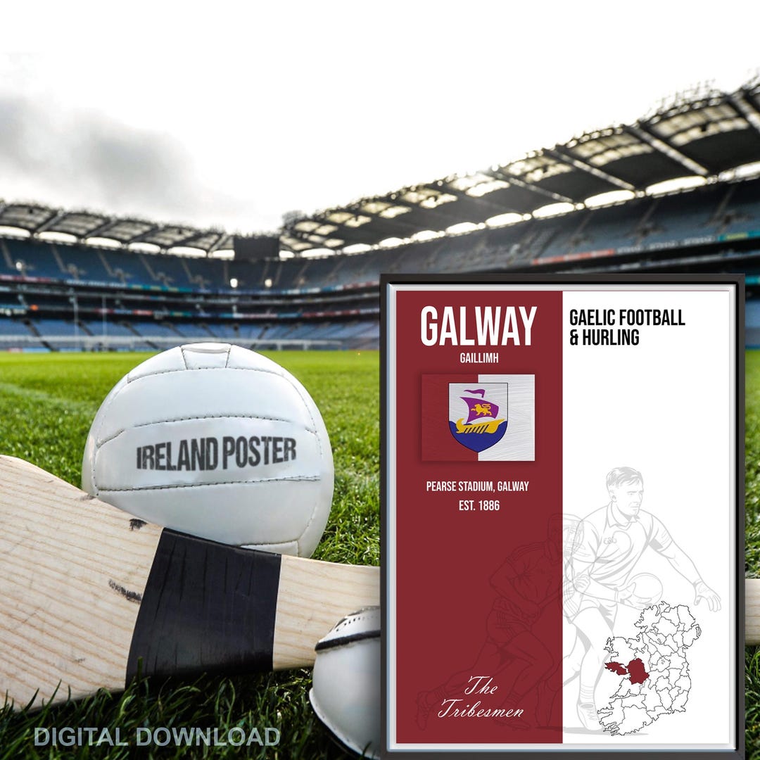 Galway GAA Digital Print | Gaelic Football & Hurling Poster | Irish ...