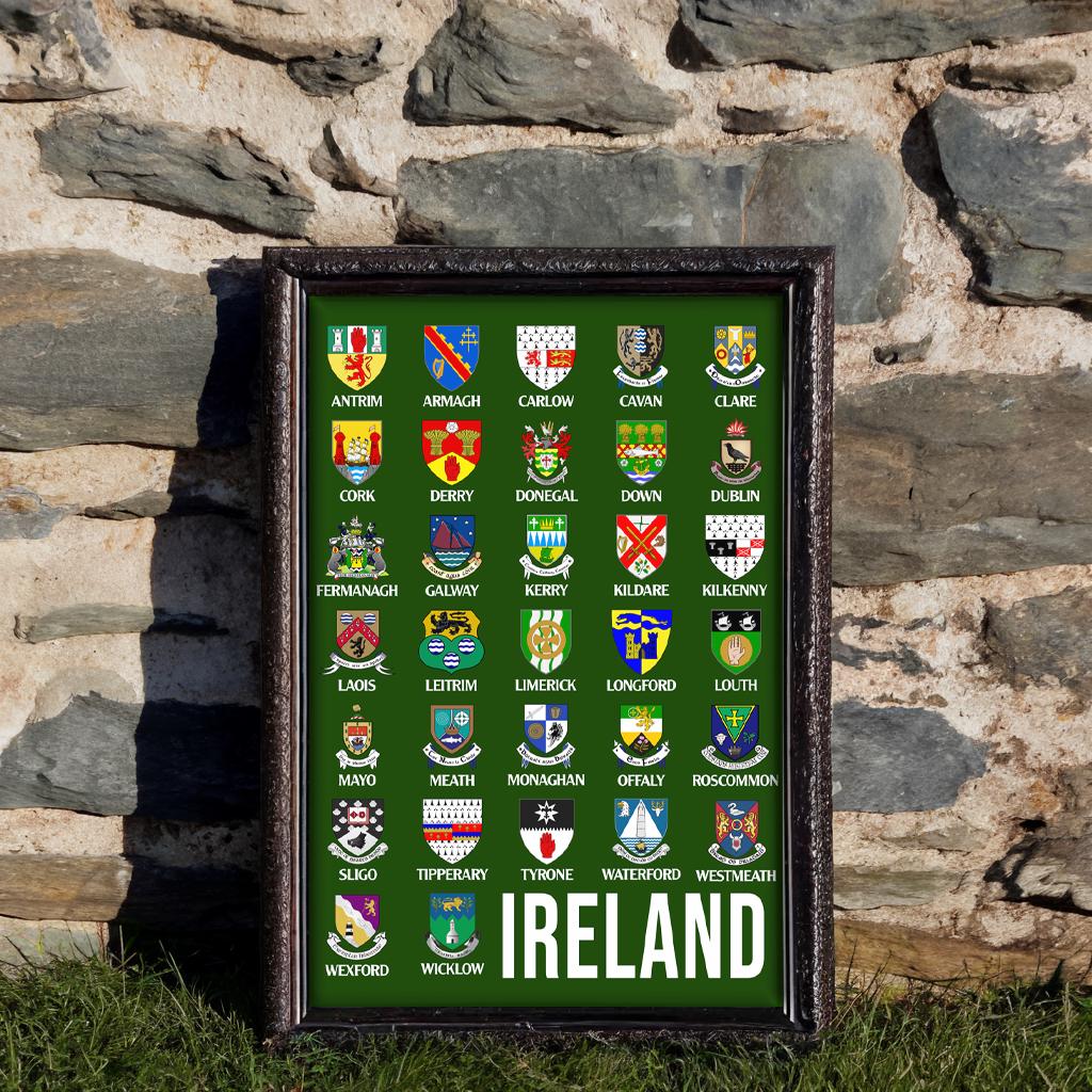 Irish County Crests Poster: Ireland Coat of Arms Art (digital Download ...