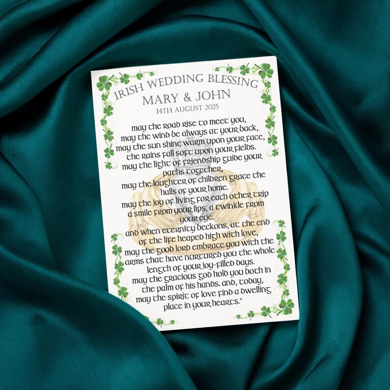 Irish Wedding Blessing Template | Custom Names and Date | Ireland ...