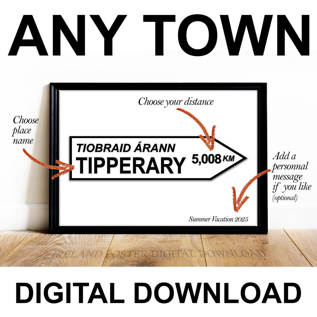 Custom Irish Road Sign, You Choose a Location & Distance, Digital ...