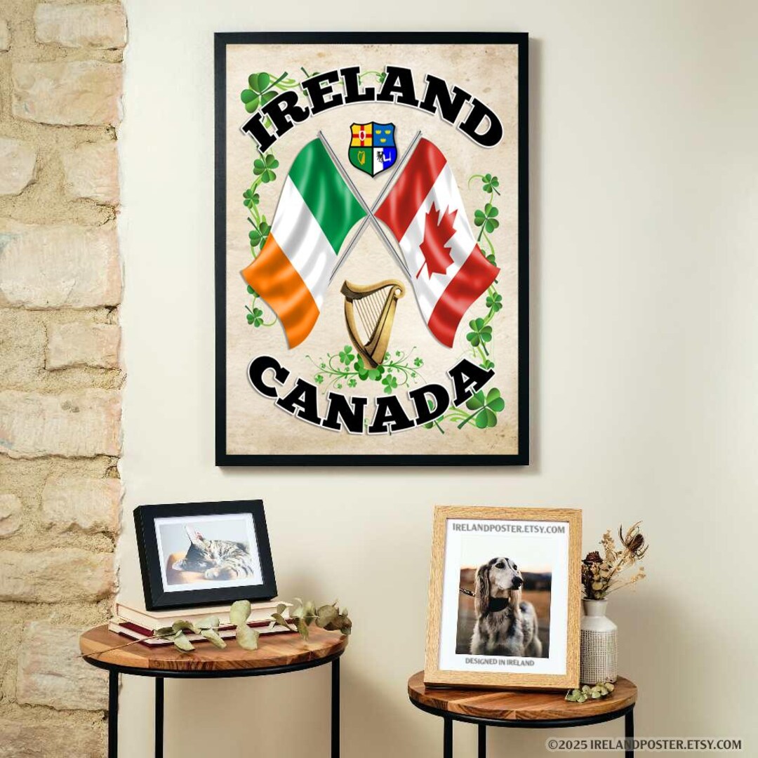 Ireland Canada - Irish Canadian Poster Wall Art - Irish Flag and ...