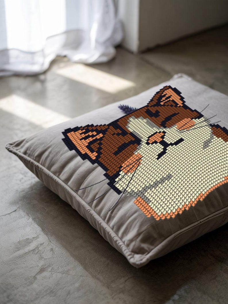 Happy Cat Knitting Chart: Smiling Kitten Graph (PDF Pattern Digital ...