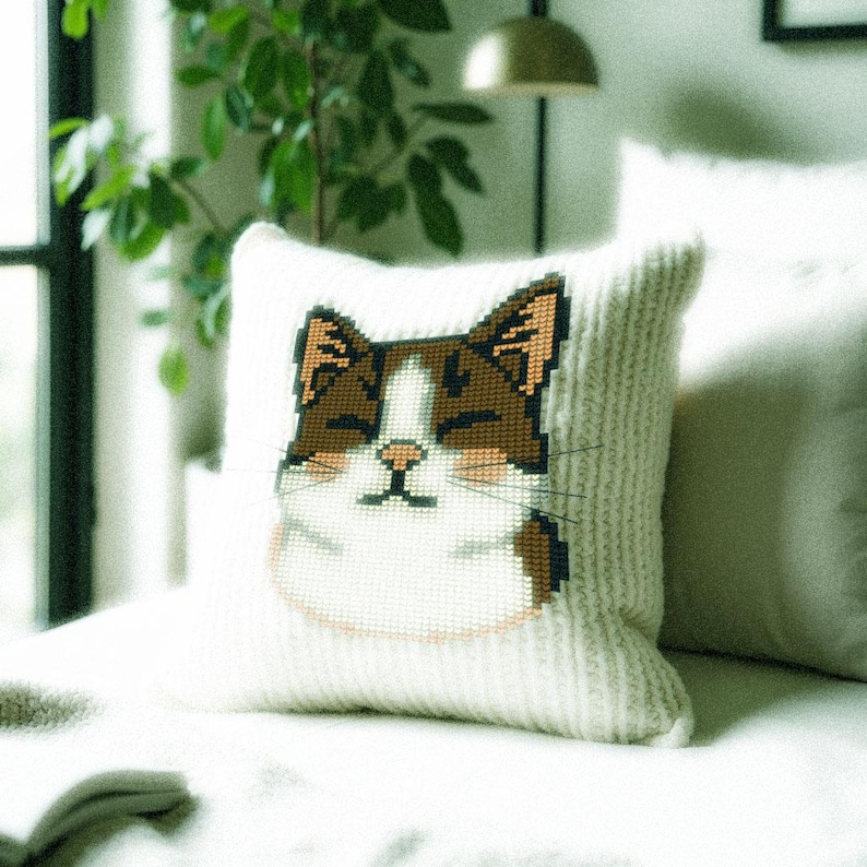 Happy Cat Knitting Chart – Smiling Cat Pattern – 5 Colors – Cute Cat ...