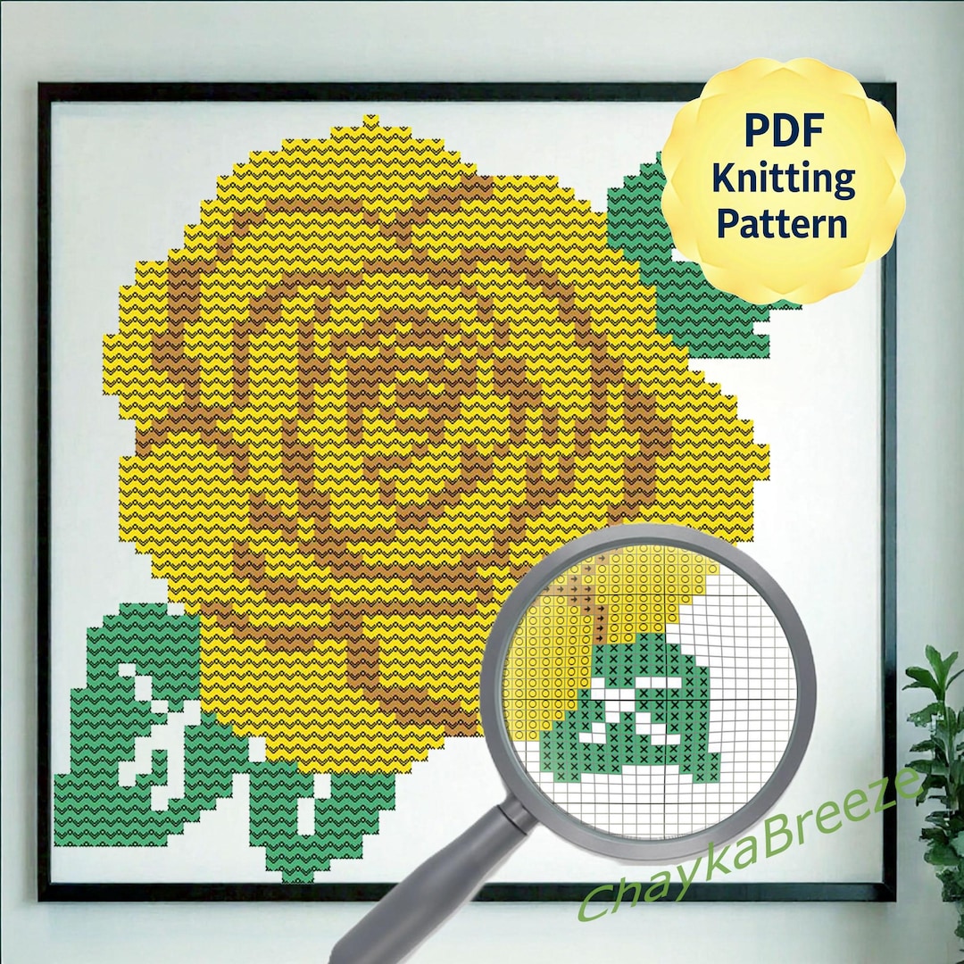 Yellow Rose Knitting Chart – Graph for Knitting – Yellow Rose Motif ...