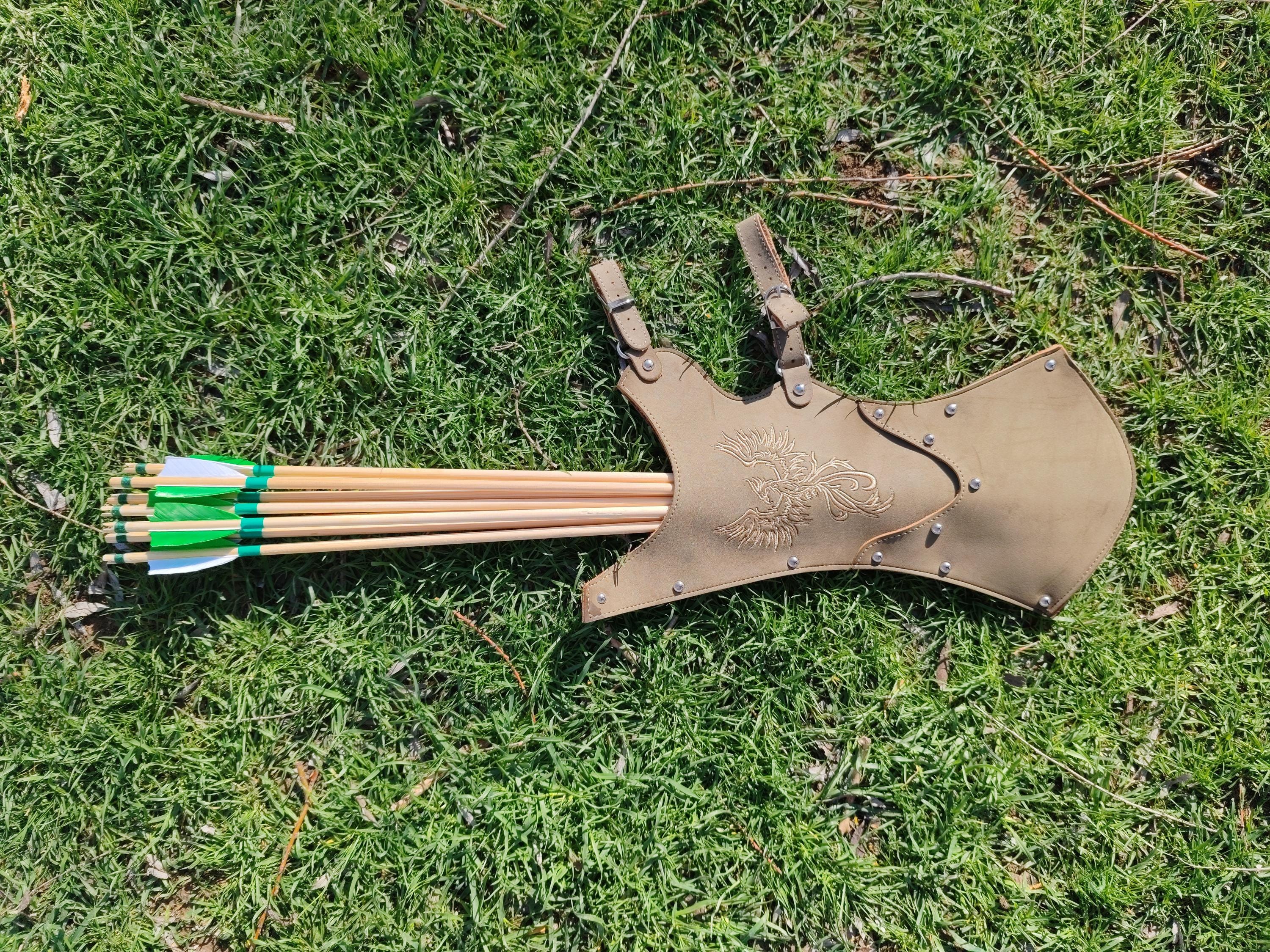 10 Pieces Traditional Arrows + Ottoman Archery Leather Arrow Quiver for ...
