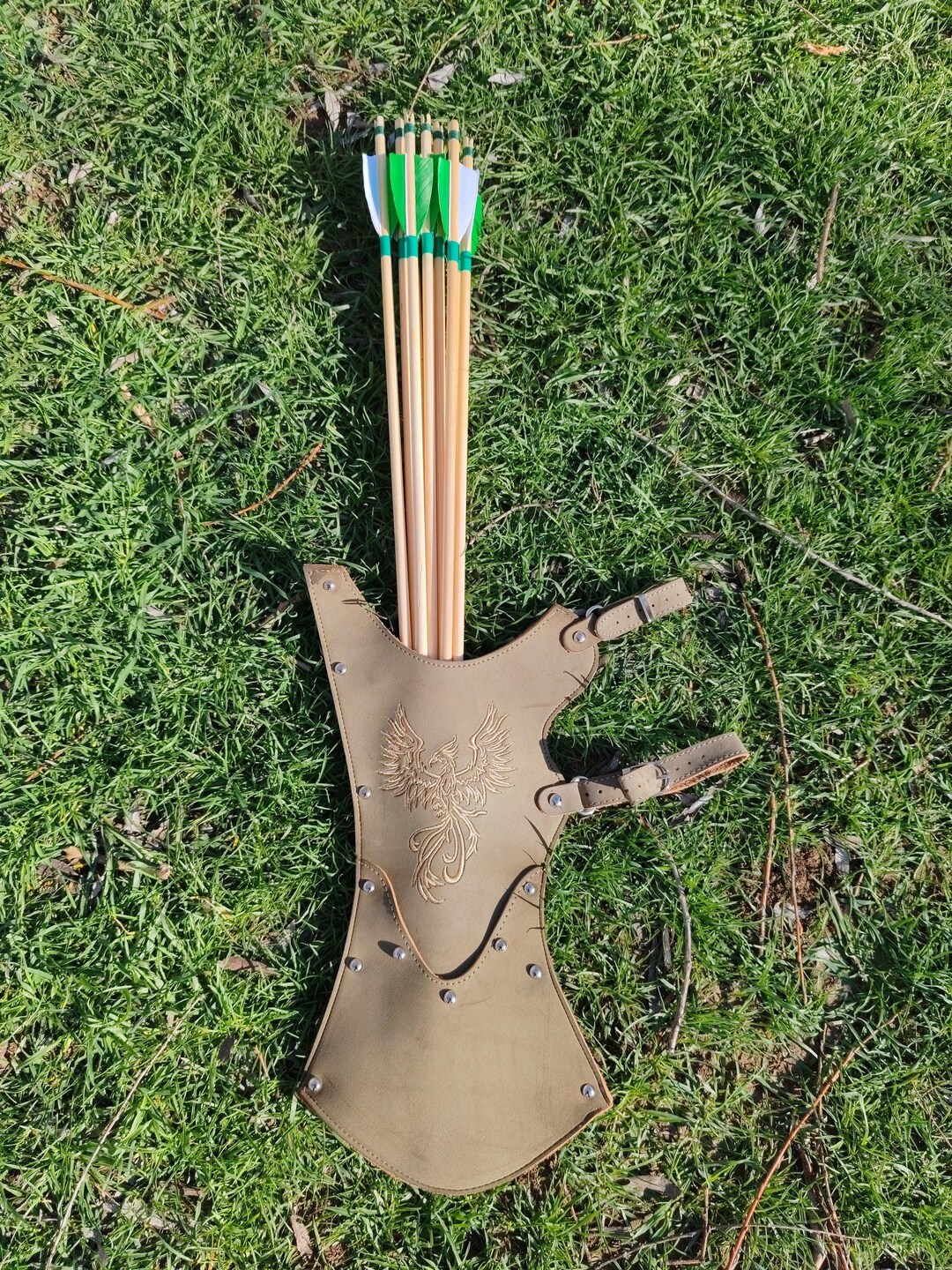 10 Pieces Traditional Arrows + Ottoman Archery Leather Arrow Quiver for ...