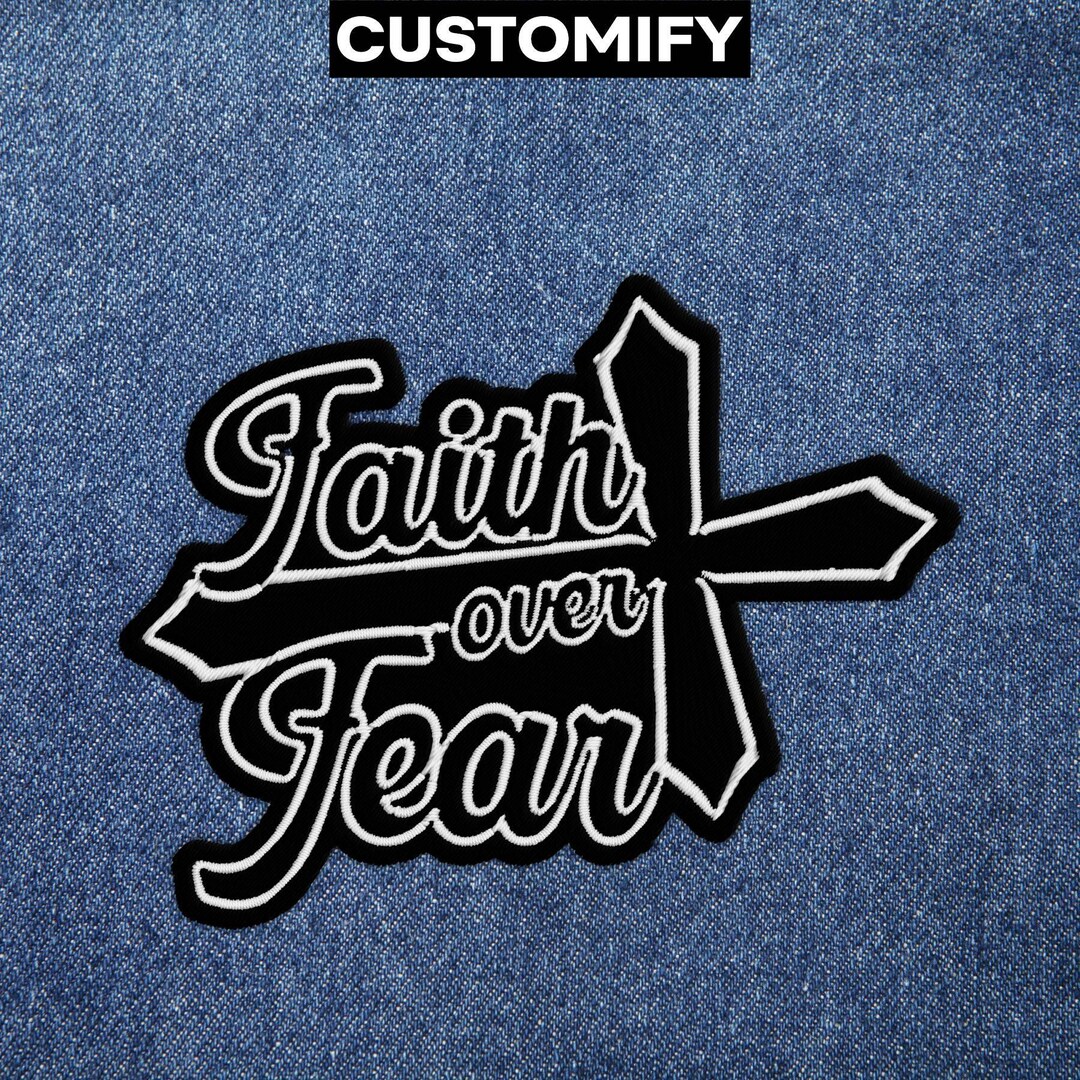Faith Over Fear Embroidered Patches Religious Cross Bible Verse ...