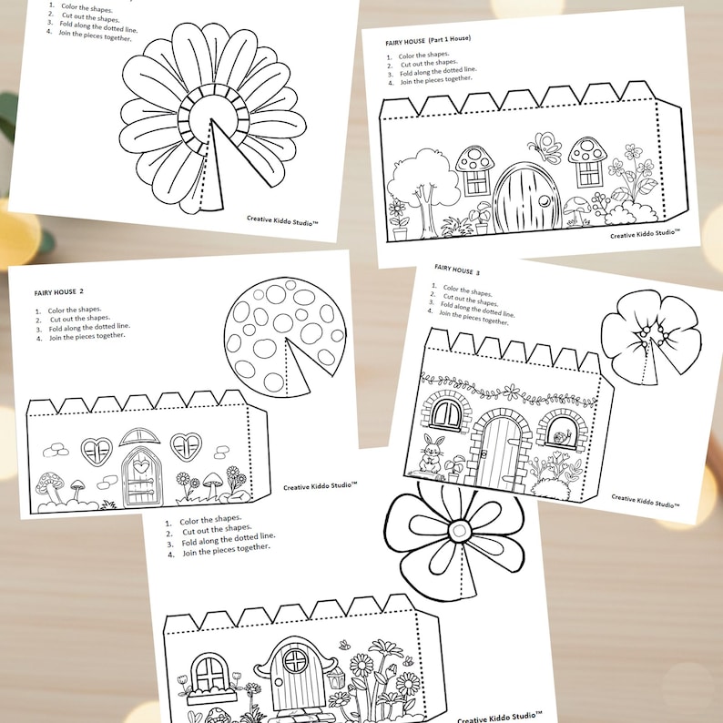 Printable Fairy House Craft – DIY Coloring Pages & Cut and Paste ...