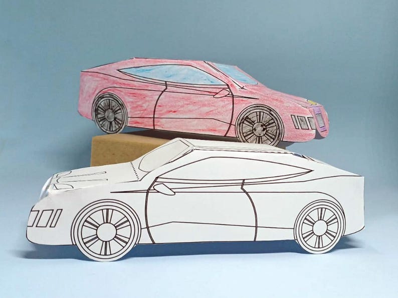 3D Sports Car Paper Model – Printable DIY Paper Craft for Kids & Adults ...