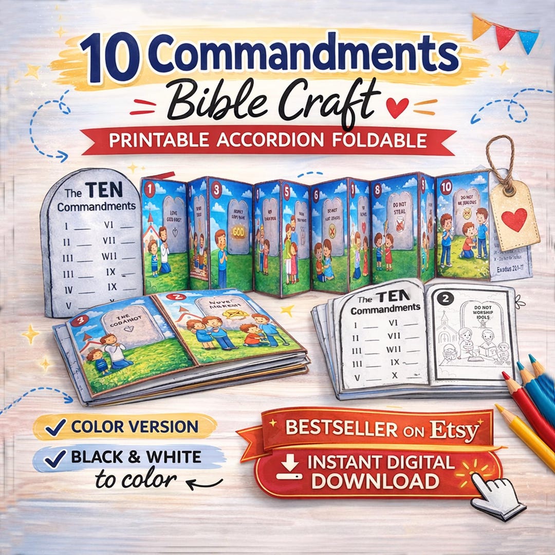 10 Commandments Bible Craft – Printable Accordion Foldable (digital ...