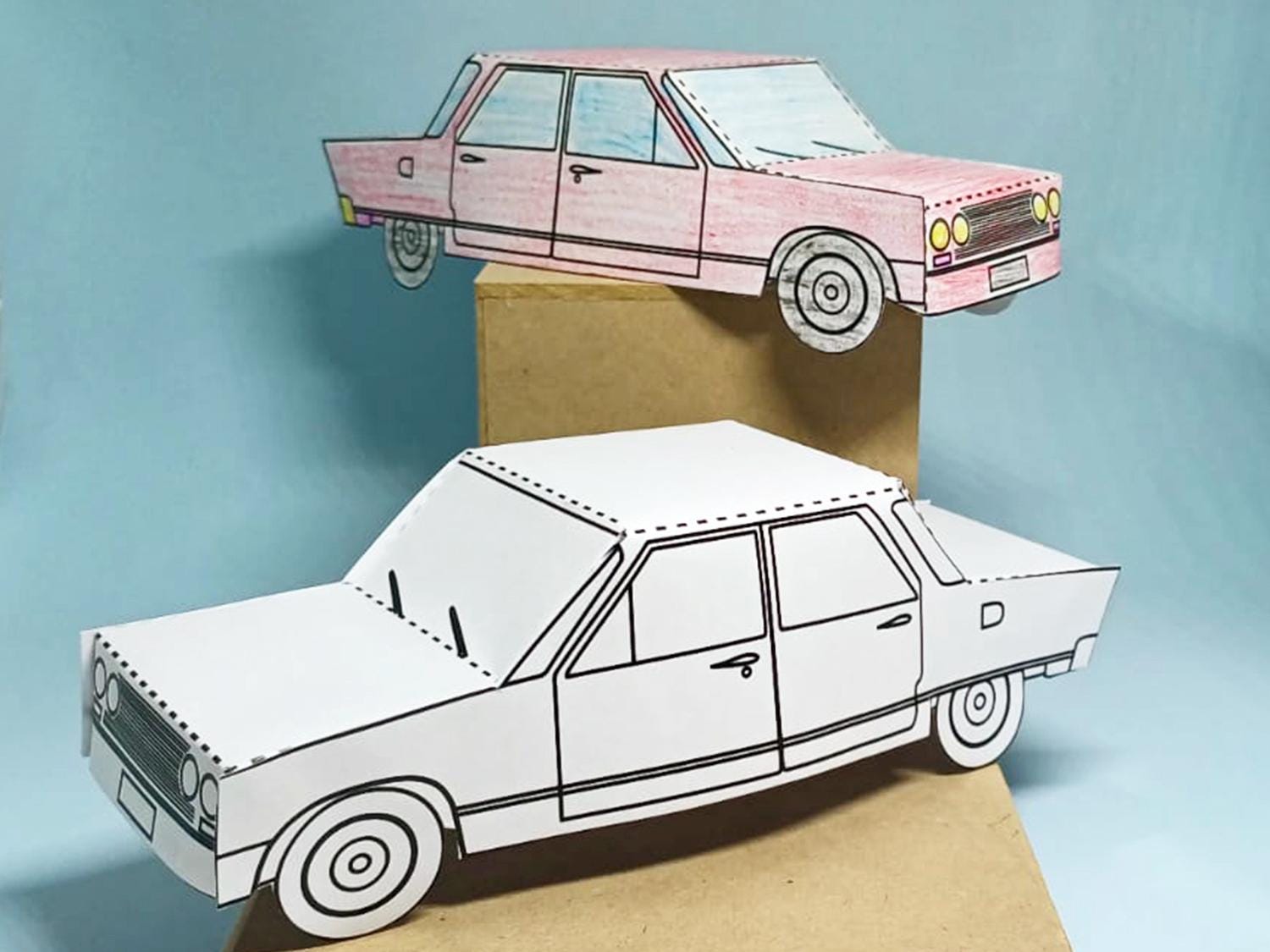 Foldable Paper Car Cutouts