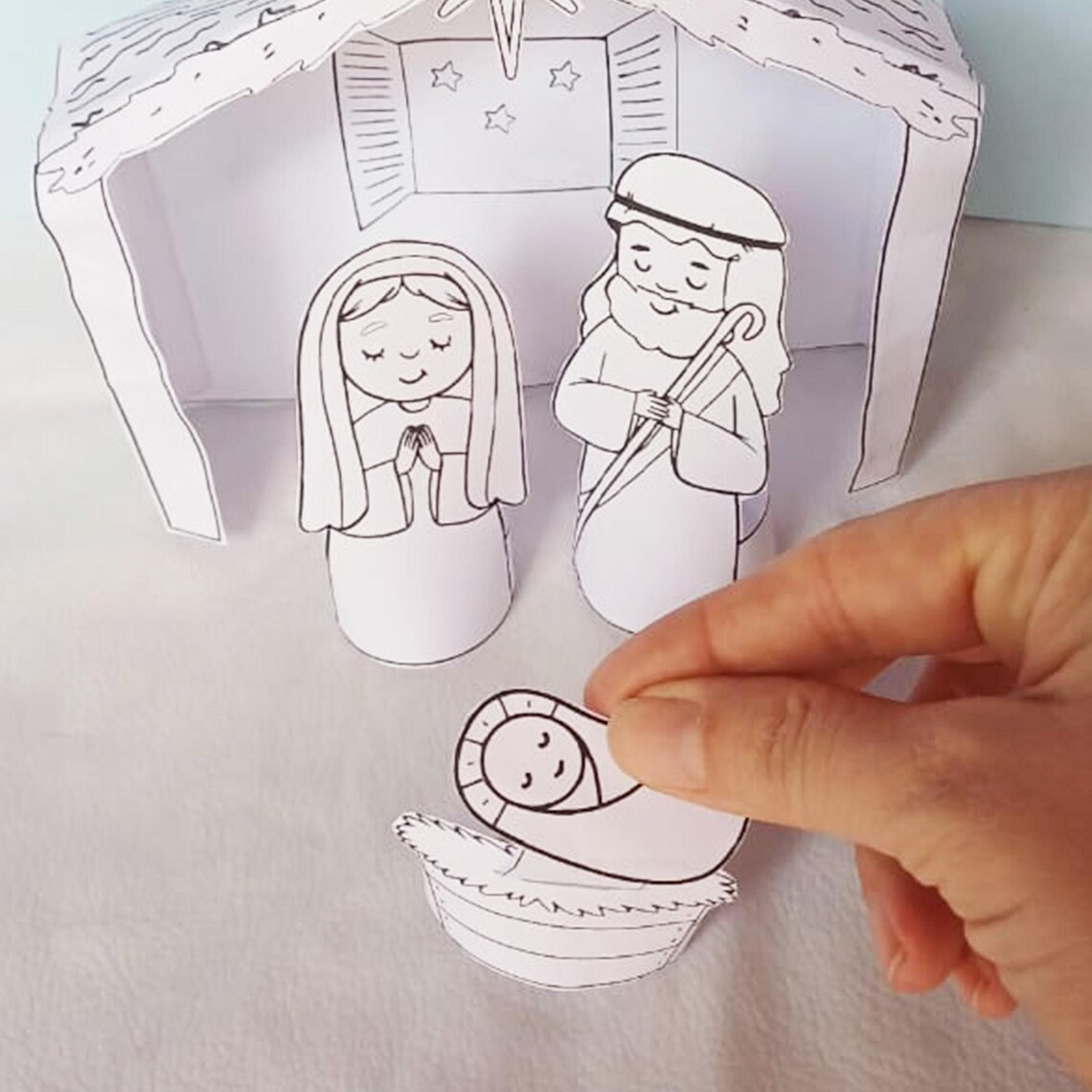 Printable Nativity Scene PDF — Christmas Cut & Color Paper Craft - Etsy