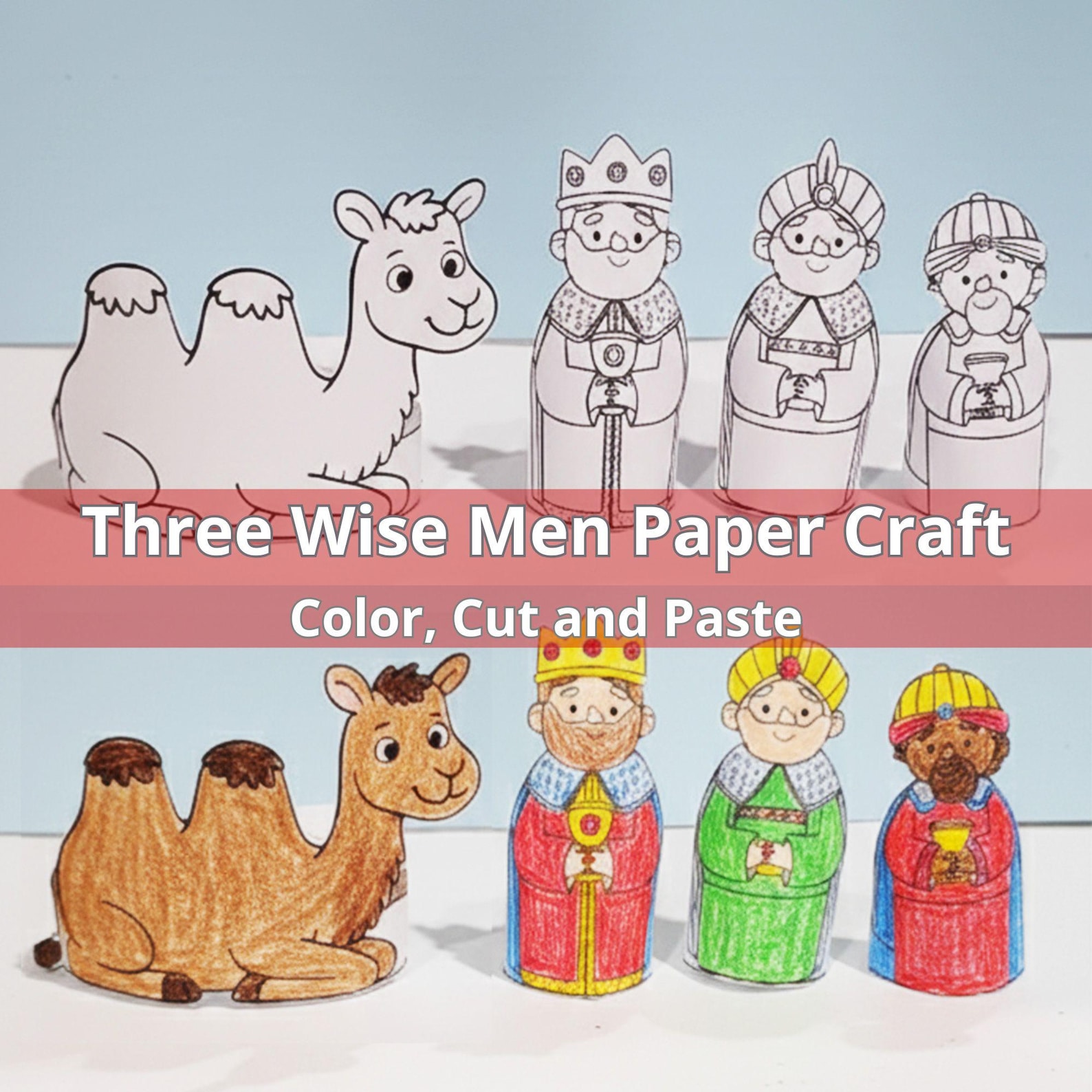Printable Three Kings Nativity PDF – Wise Men With Camel – Epiphany Craft, Christian Printable ...