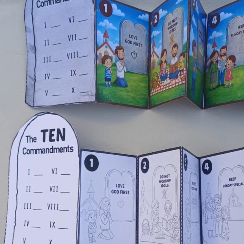 10 Commandments Bible Craft – Printable Accordion Foldable (digital ...