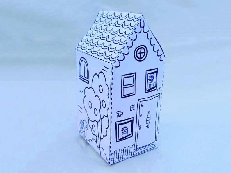 Paper House Craft Kit: 4 Printable Houses to Build, Color and Cut, Fun ...