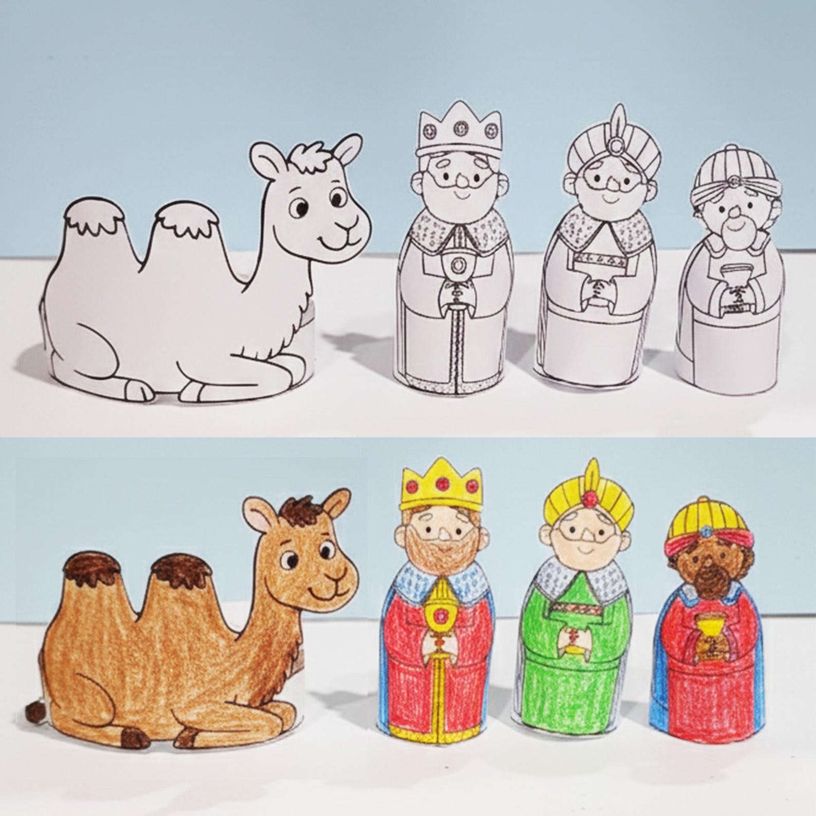Printable Nativity Scene PDF — Christmas Cut & Color Paper Craft - Etsy
