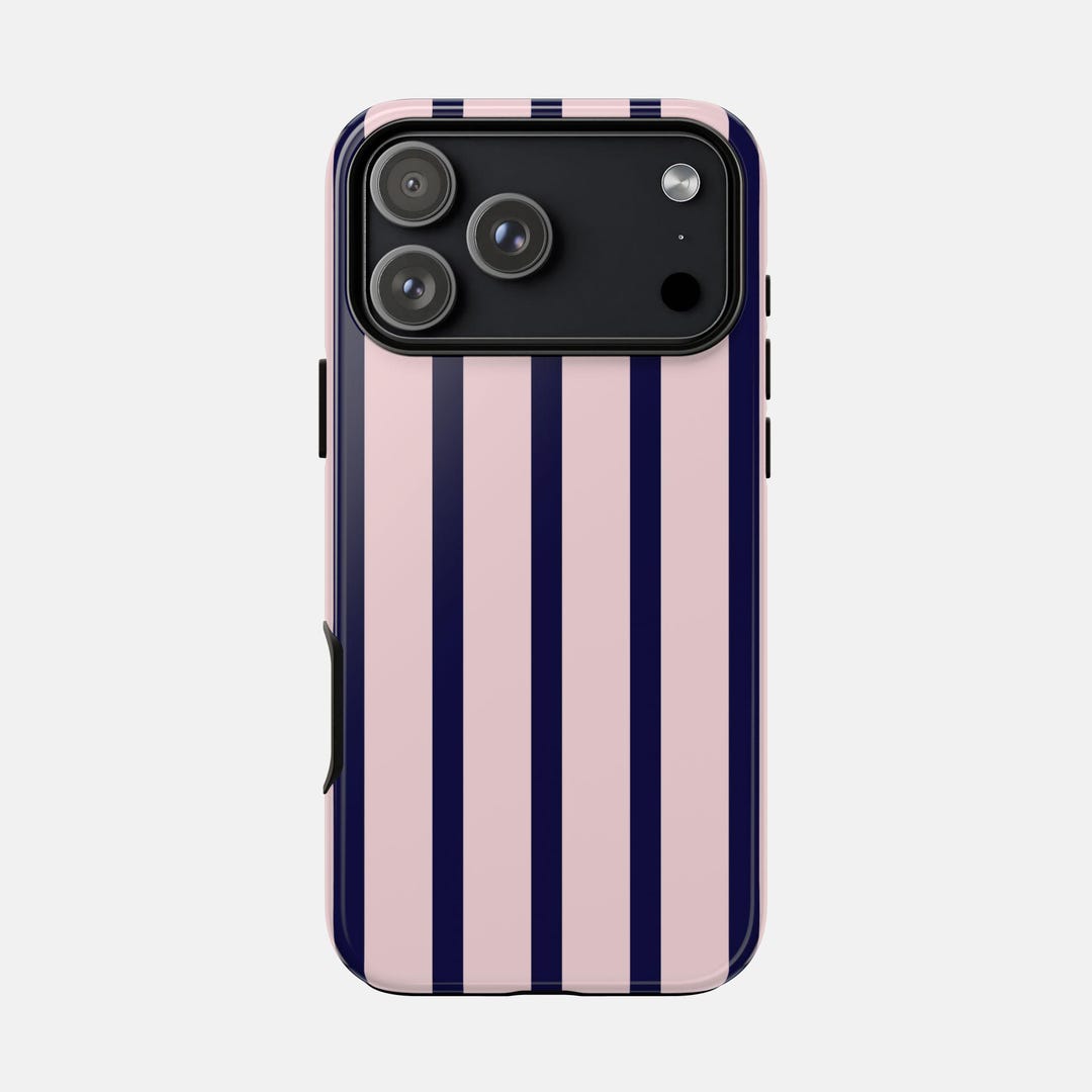 Navy and Pink Stripe Phone Case, Retro Minimalist Design - Etsy
