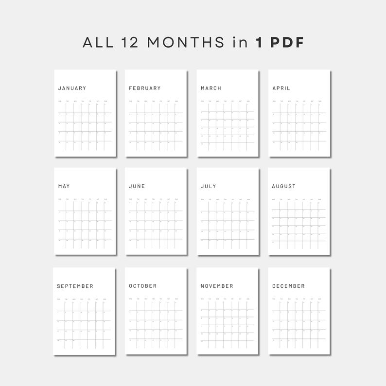 2026 Wall Minimalist Calendar | 12 Months | Daily Planner | Monthly ...
