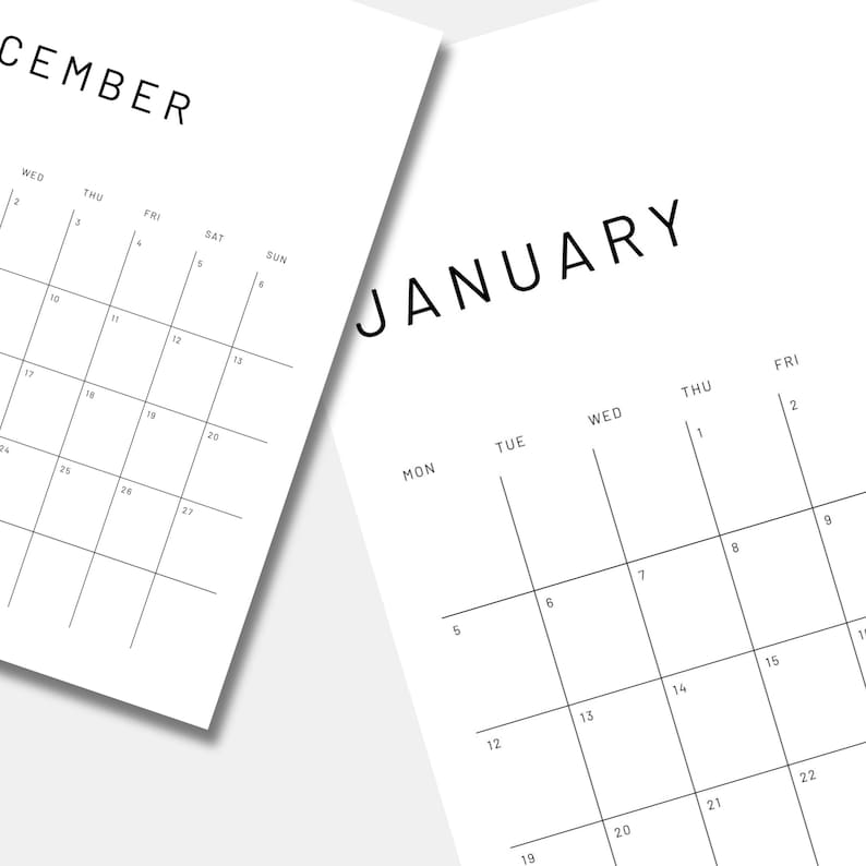 2026 Wall Minimalist Calendar | 12 Months | Daily Planner | Monthly ...